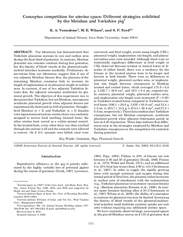 (PDF) Conceptus competition for uterine space: different strategies ...