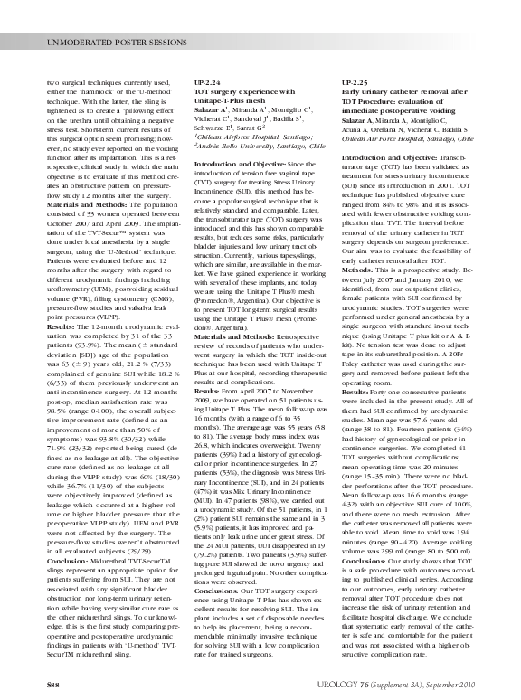 (PDF) UP-2.25: Early urinary catheter removal after TOT Procedure ...