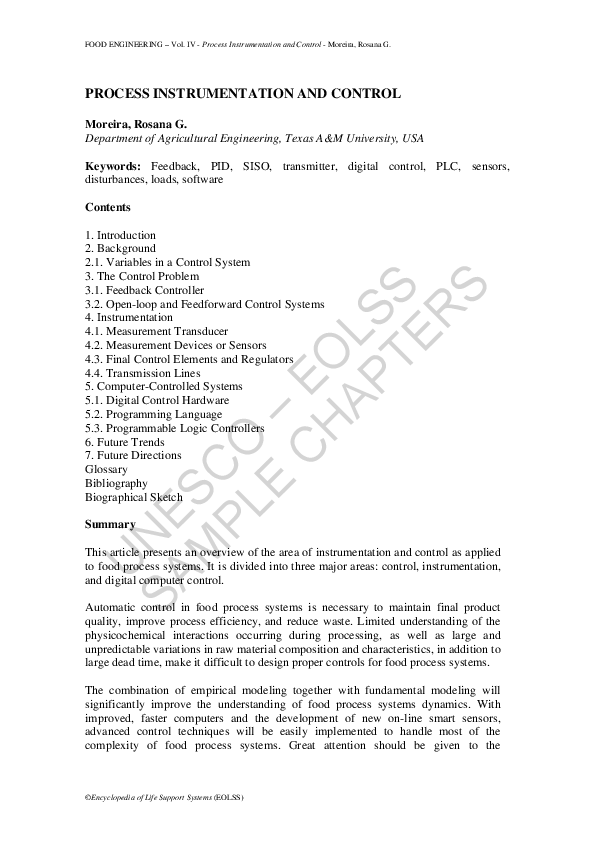 (PDF) Process Instrumentation and Control