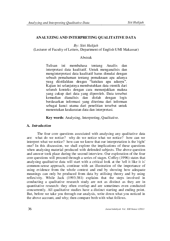 (PDF) Analyzing and Interpreting Qualitative Data