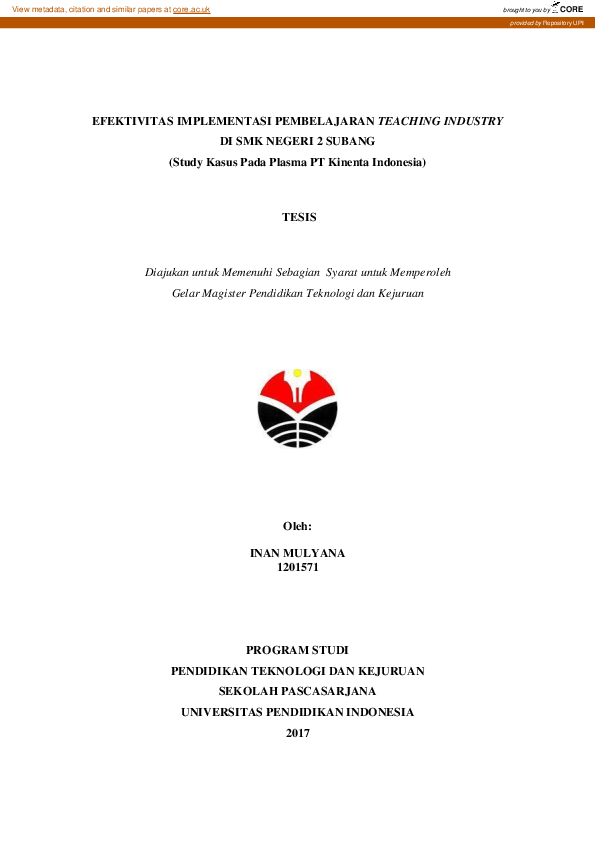 (PDF) EFEKTIVITAS IMPLEMENTASI PEMBELAJARAN TEACHING INDUSTRY DI SMK ...