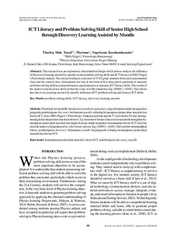 (PDF) ICT Literacy and Problem Solving Skill of Senior High School ...