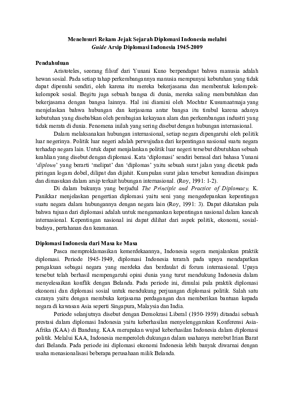 (DOC) Menelusuri Rekam Jejak Sejarah Diplomasi Indonesia melalui Guide ...