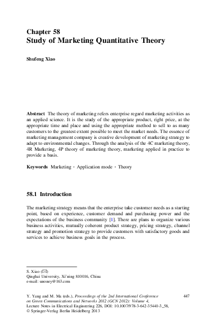 (PDF) Study of Marketing Quantitative Theory