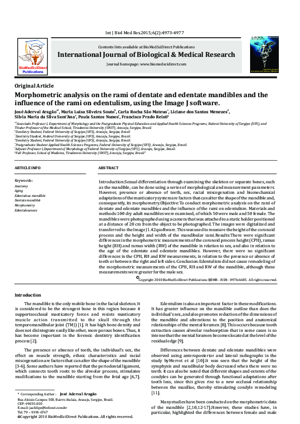 (PDF) Morphometric analysis on the rami of dentate and edentate ...