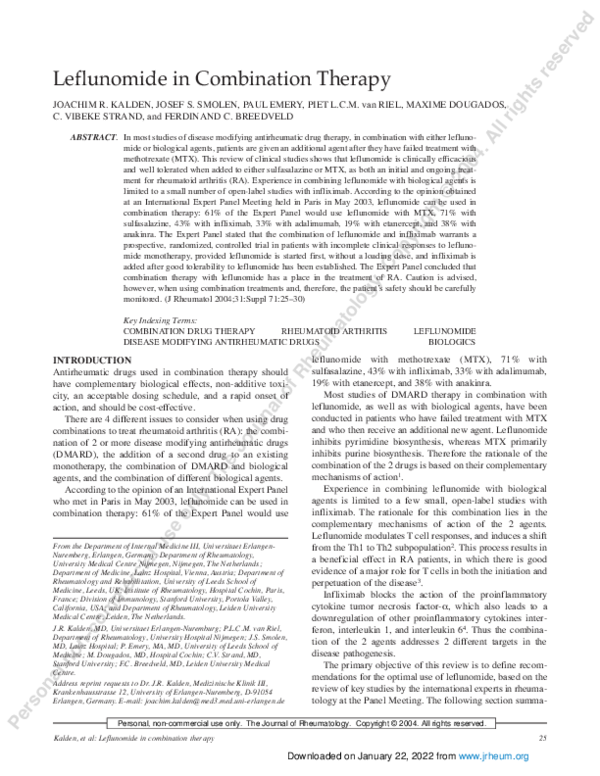 (PDF) Lefunomide in combination therapy
