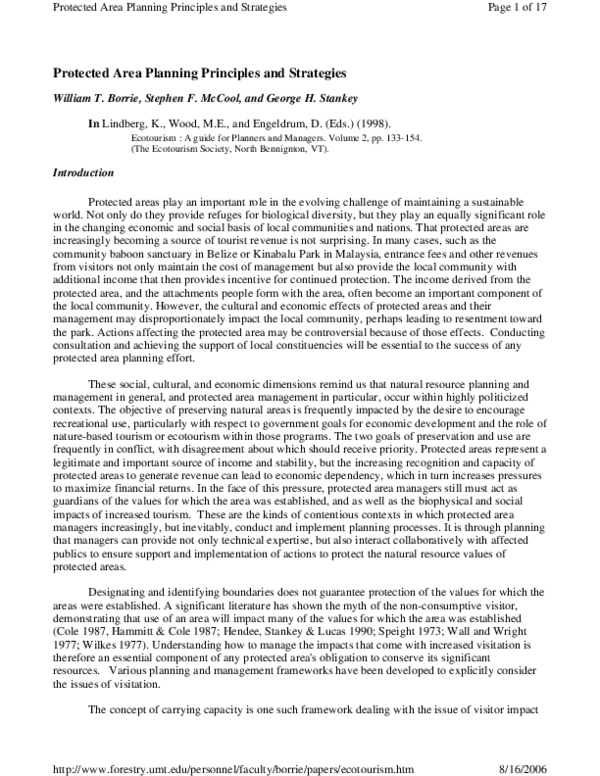 (PDF) Protected area planning principles and strategies