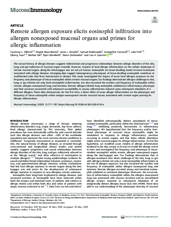 (PDF) Remote allergen exposure elicits eosinophil infiltration into ...