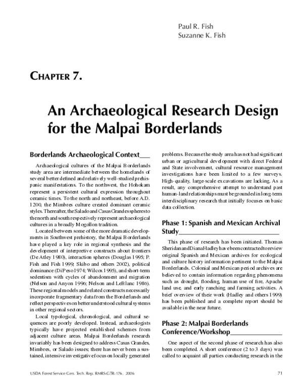 (PDF) Chapter 7. An archaeological research design for the Malpai ...