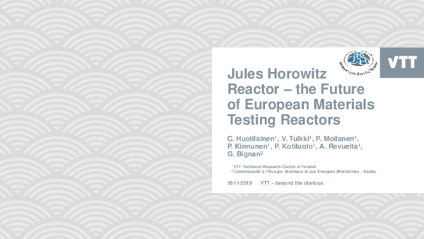 (PDF) Jules Horowitz Reactor - the Future of European Materials Testing ...