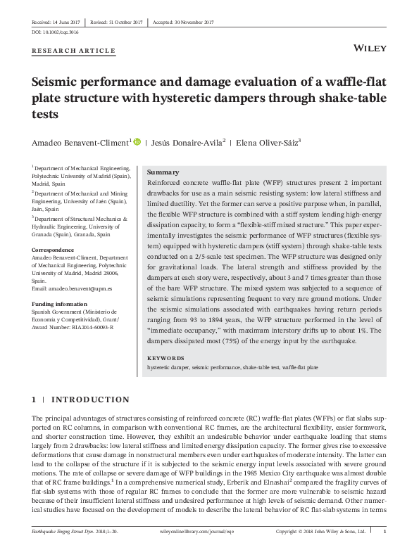 (PDF) Seismic performance and damage evaluation of a waffle-flat plate ...