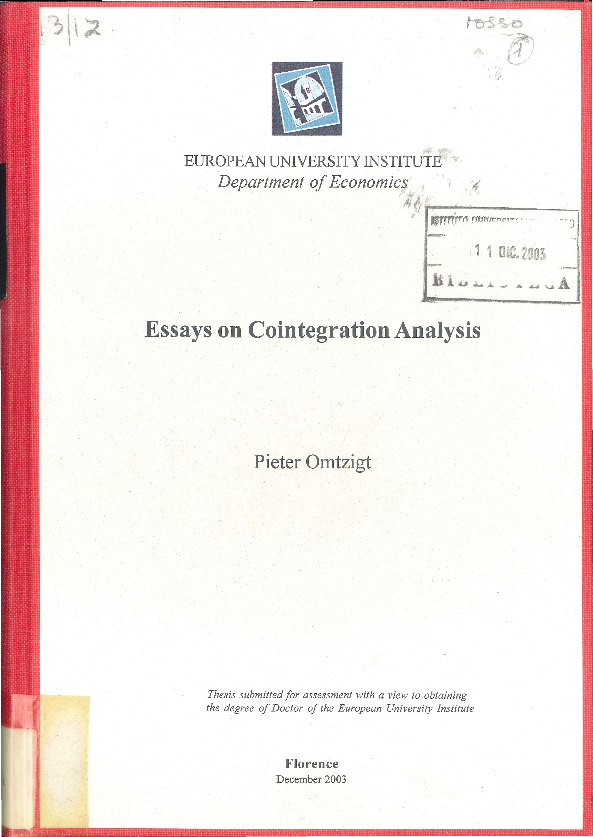 (PDF) Essays on Cointegration Analysis