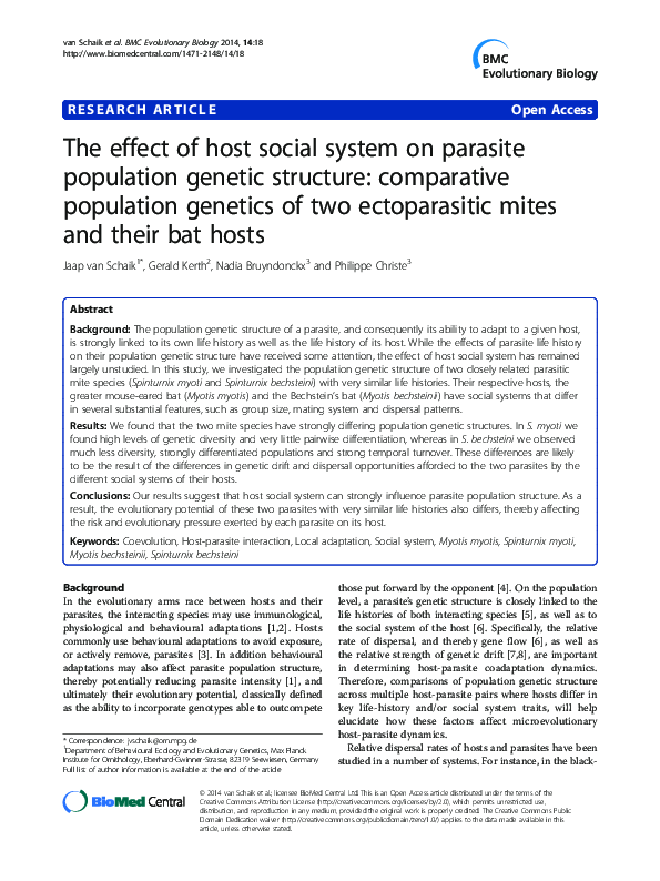 (PDF) The effect of host social system on parasite population genetic ...