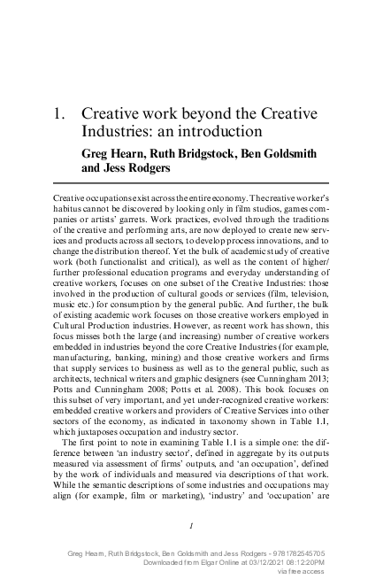 (PDF) Creative work beyond the Creative Industries: an introduction