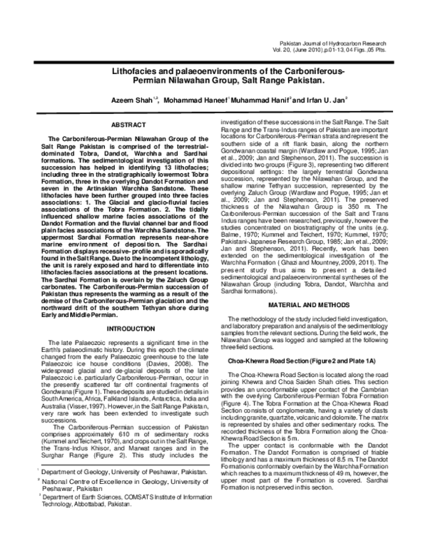 (PDF) Lithofacies and palaeoenvironments of the Carboniferous- Permian ...