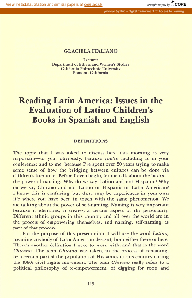 (PDF) Reading Latin America: Issues in the evaluation of Latino ...