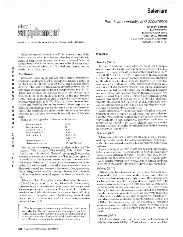 (PDF) Selenium: Chemistry, Allotropes, and Uses