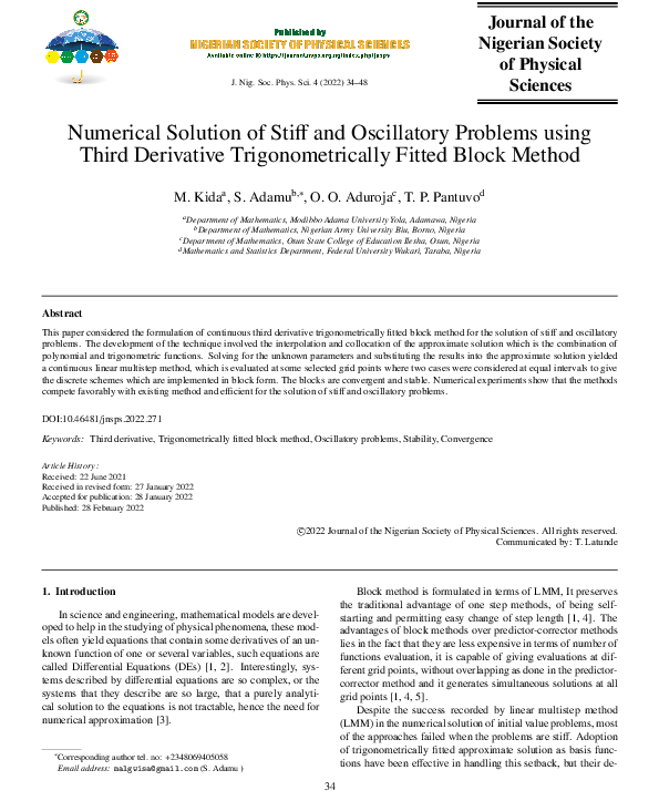 (PDF) Numerical Solution of Stiff and Oscillatory Problems using Third Derivative ...