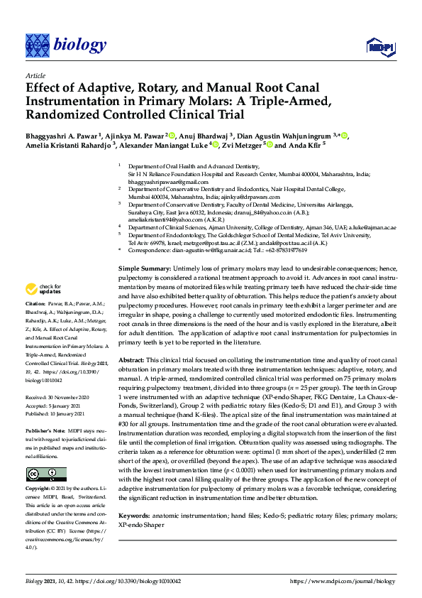 (PDF) Effect of Adaptive, Rotary, and Manual Root Canal Instrumentation ...