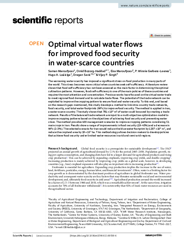 (PDF) Optimal virtual water flows for improved food security in water ...