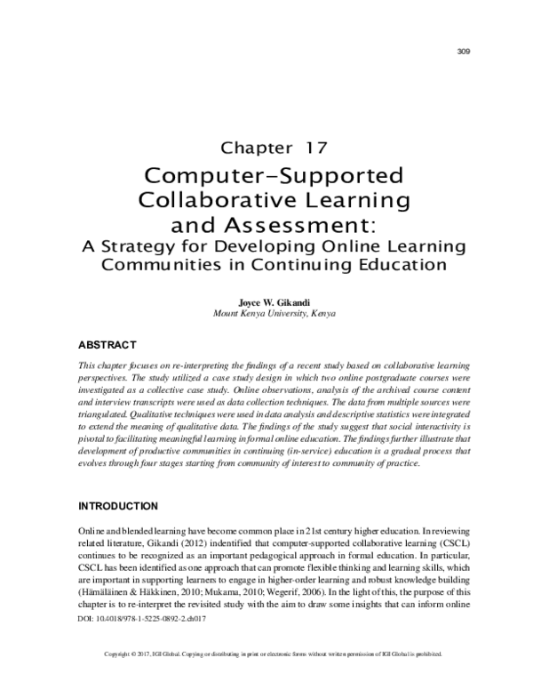 (PDF) Computer-Supported Collaborative Learning and Assessment