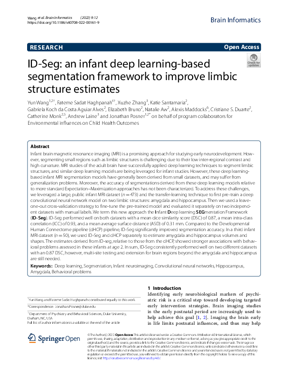 (PDF) ID-Seg: An Accurate and Reliable Infant Deep learning Segmentation Framework for Limbic ...