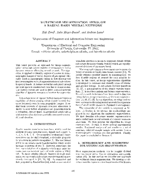 (PDF) Multiscale segmentation through a radial basis neural network