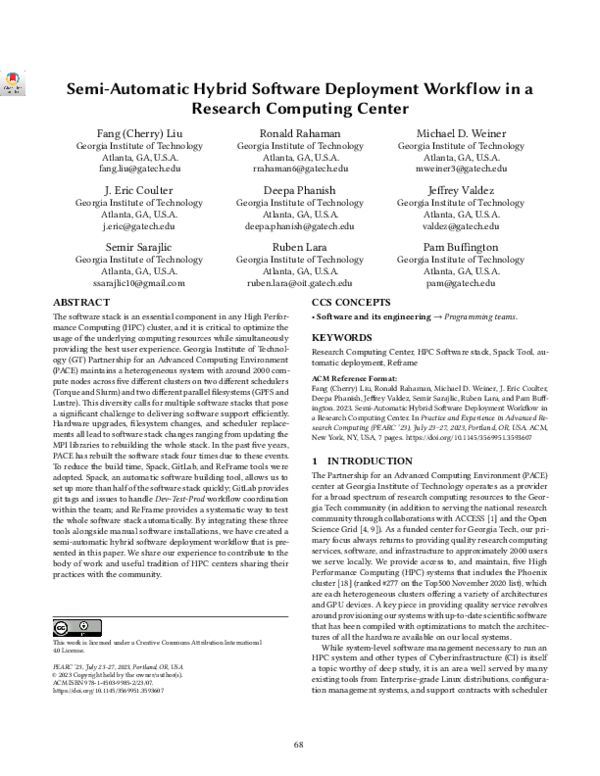 (PDF) Semi-Automatic Hybrid Software Deployment Workflow in a Research ... (PDF) Semi-Automatic Hybrid Software Deployment Workflow in a Research ...