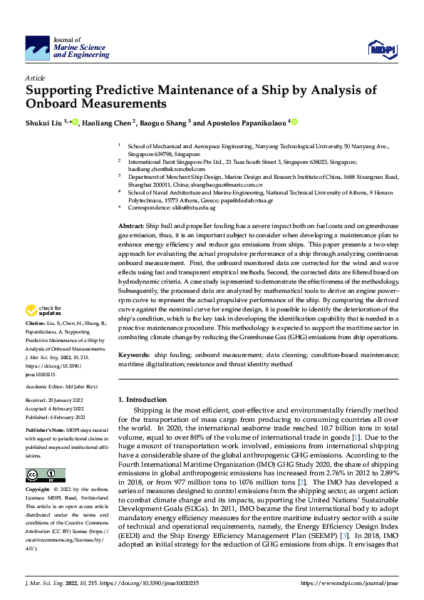 (PDF) Supporting Predictive Maintenance of a Ship by Analysis of ...