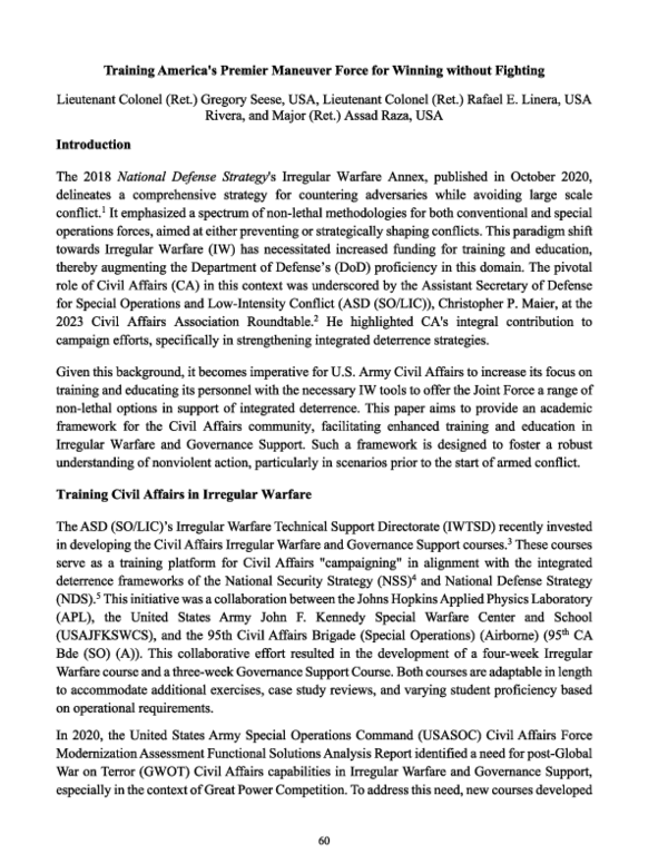 (PDF) Training America's Premier Maneuver Force for Winning without ...