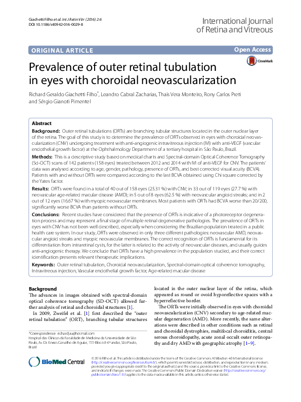 (PDF) Prevalence of outer retinal tubulation in eyes with choroidal ...