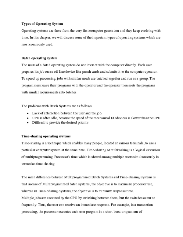 (PDF) Types of Operating System