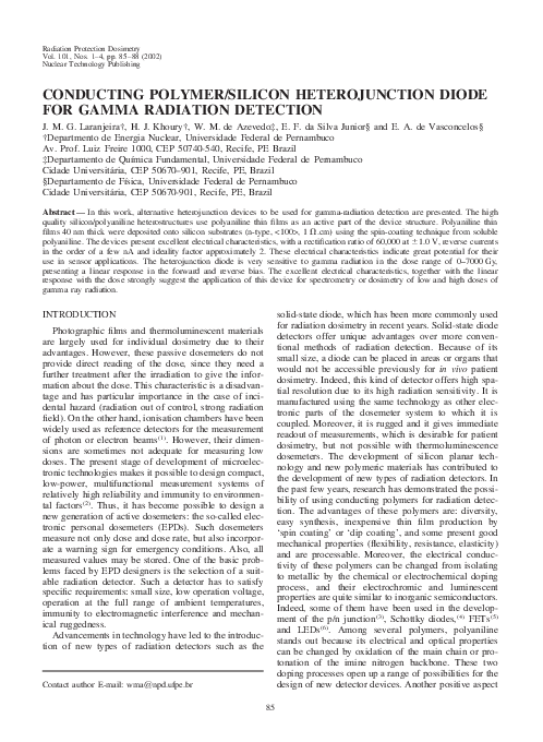 (PDF) Conducting Polymer/Silicon Heterojunction Diode for Gamma ...