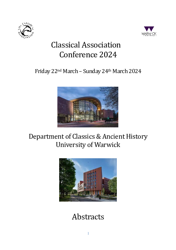 (PDF) Classical Association Conference 2024 | Stefano Carlo Sala ...