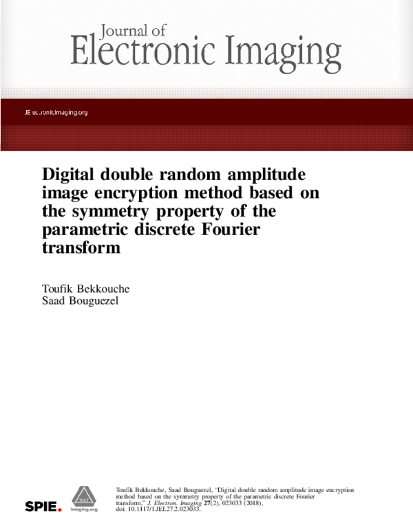 (PDF) Digital double random amplitude image encryption method based on the symmetry property of ...