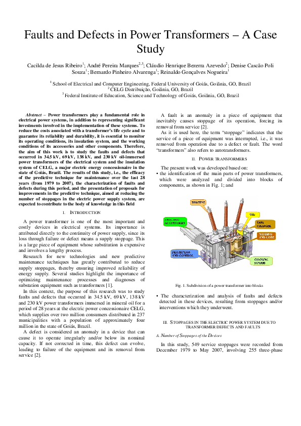 (PDF) Faults and defects in power transformers - a case study