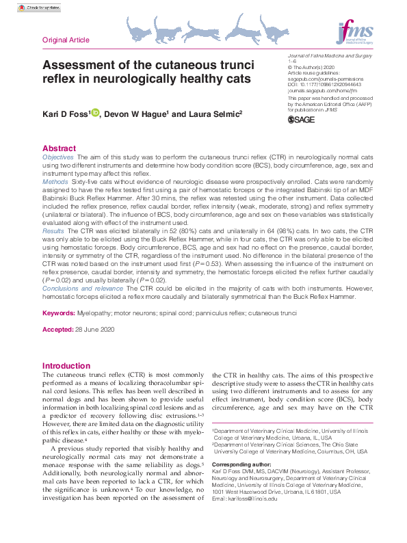 (PDF) Assessment of the cutaneous trunci reflex in neurologically ...