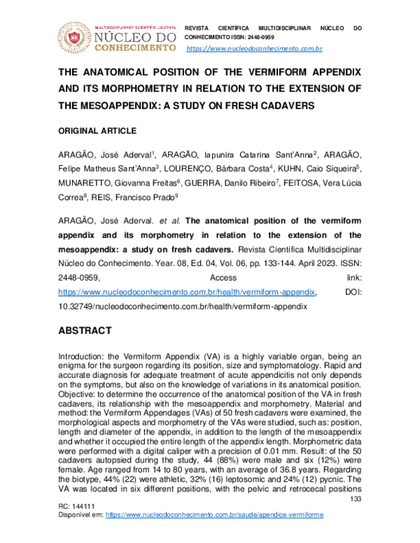 (PDF) The anatomical position of the vermiform appendix and its ...