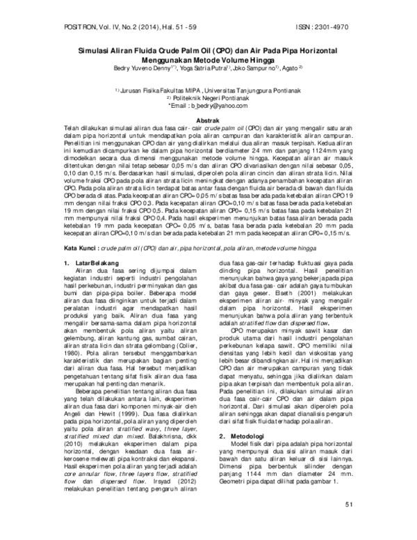 (PDF) Simulasi Aliran Fluida Crude Palm Oil (CPO) dan Air Pada Pipa ...