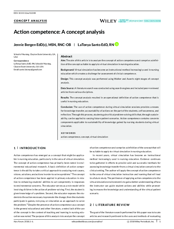 (PDF) Action competence: A concept analysis