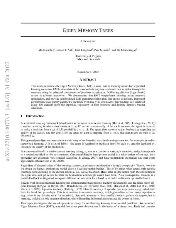 (PDF) Eigen Memory Trees