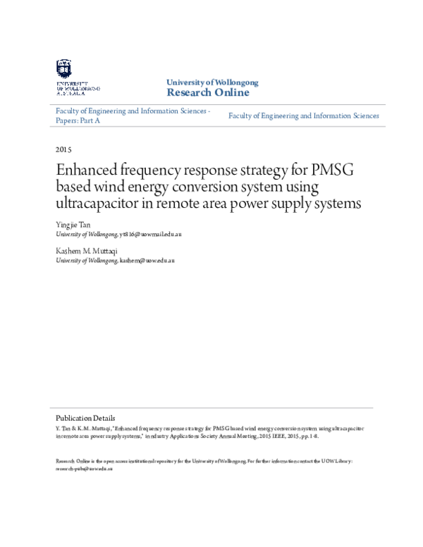 (PDF) Enhanced Frequency Response Strategy for a PMSG-Based Wind Energy Conversion System Using ...