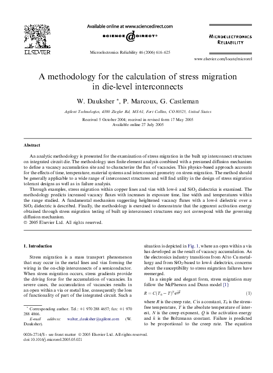 (PDF) A methodology for the calculation of stress migration in die ...