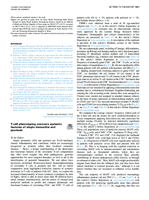 (PDF) T-cell phenotyping uncovers systemic features of atopic ...