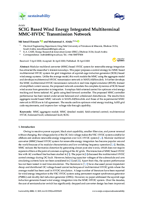 (PDF) SCIG Based Wind Energy Integrated Multiterminal MMC-HVDC Transmission Network