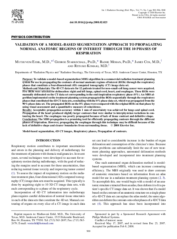 (PDF) Validation of a Model-Based Segmentation Approach to Propagating Normal Anatomic Regions ...