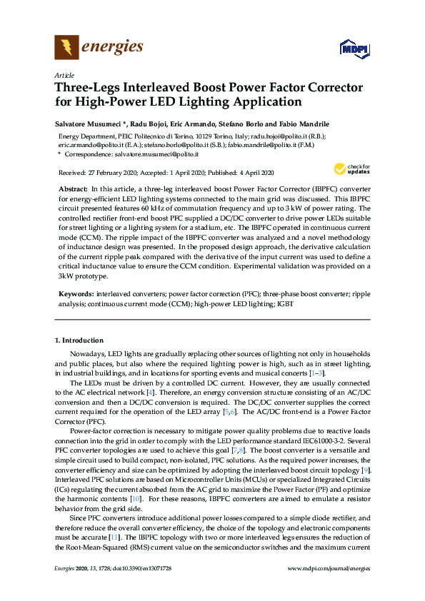(PDF) Three-Legs Interleaved Boost Power Factor Corrector for High ...