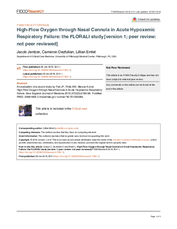 (PDF) High-Flow Oxygen through Nasal Cannula in Acute Hypoxemic ...