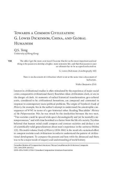 (PDF) Towards a Common Civilization: G. Lowes Dickinson, China, and ...
