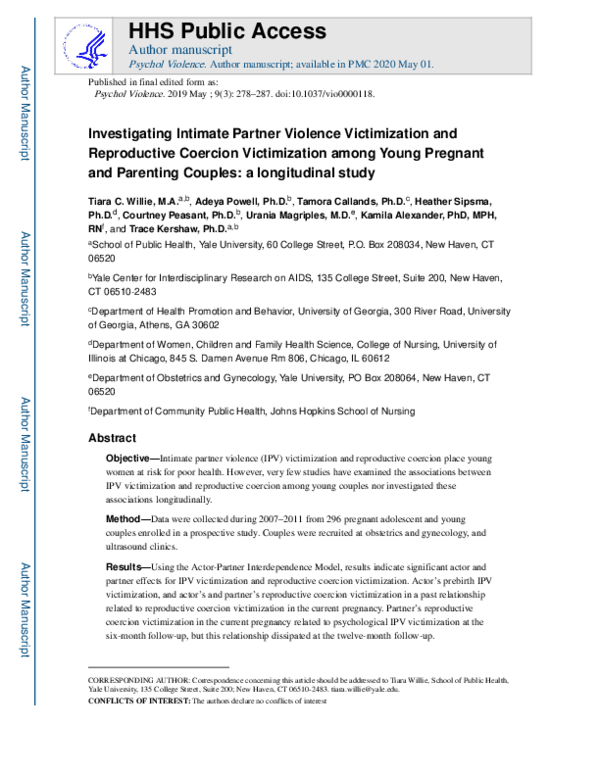 (PDF) Investigating intimate partner violence victimization and ...